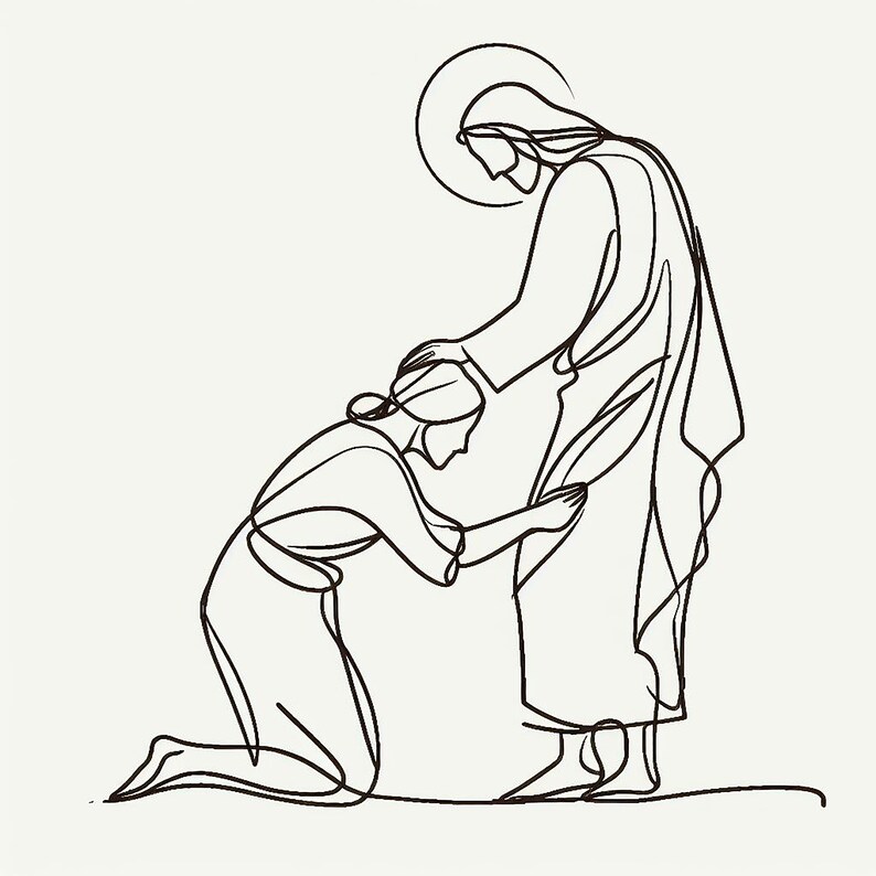Christ the Healer - Mark 5:34 - Hand-drawn Christian Art - Jesus Gospel ...