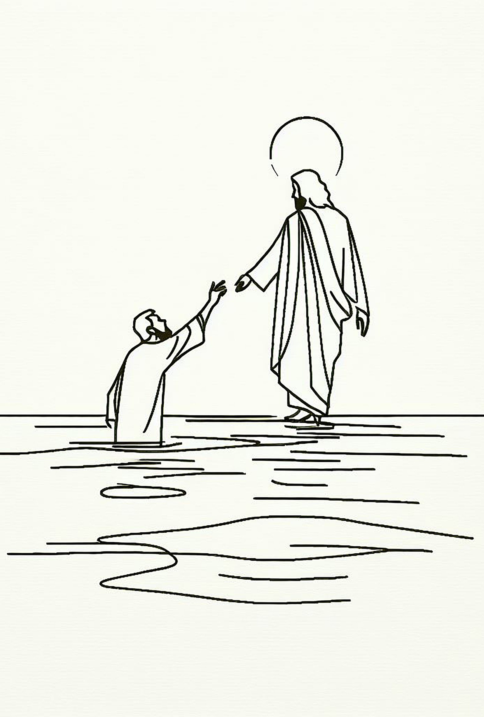 Walk on Water - Matthew 14:31 - Hand-drawn Christian Art - Jesus ...
