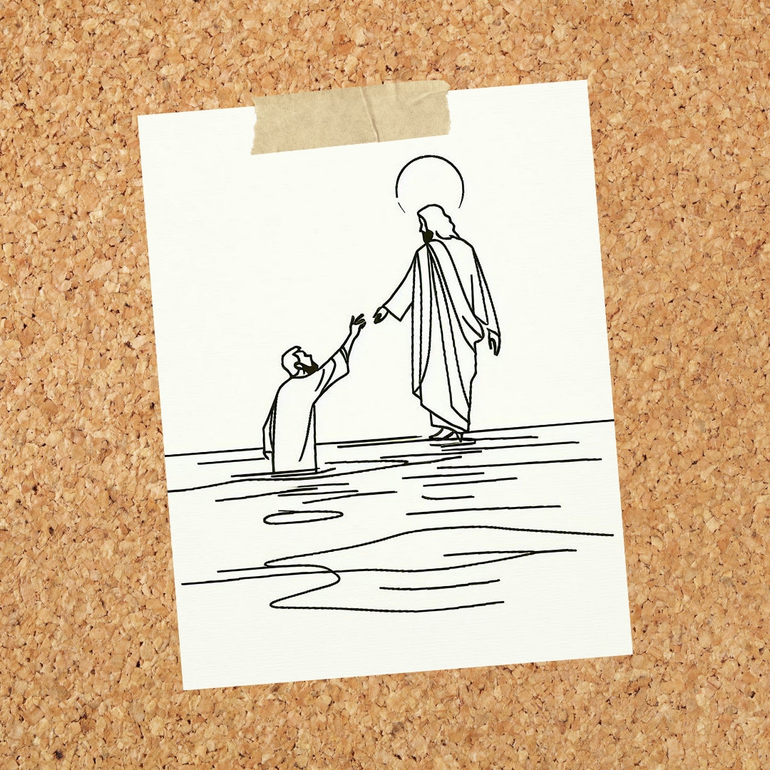 Walk on Water - Matthew 14:31 - Hand-drawn Christian Art - Jesus ...