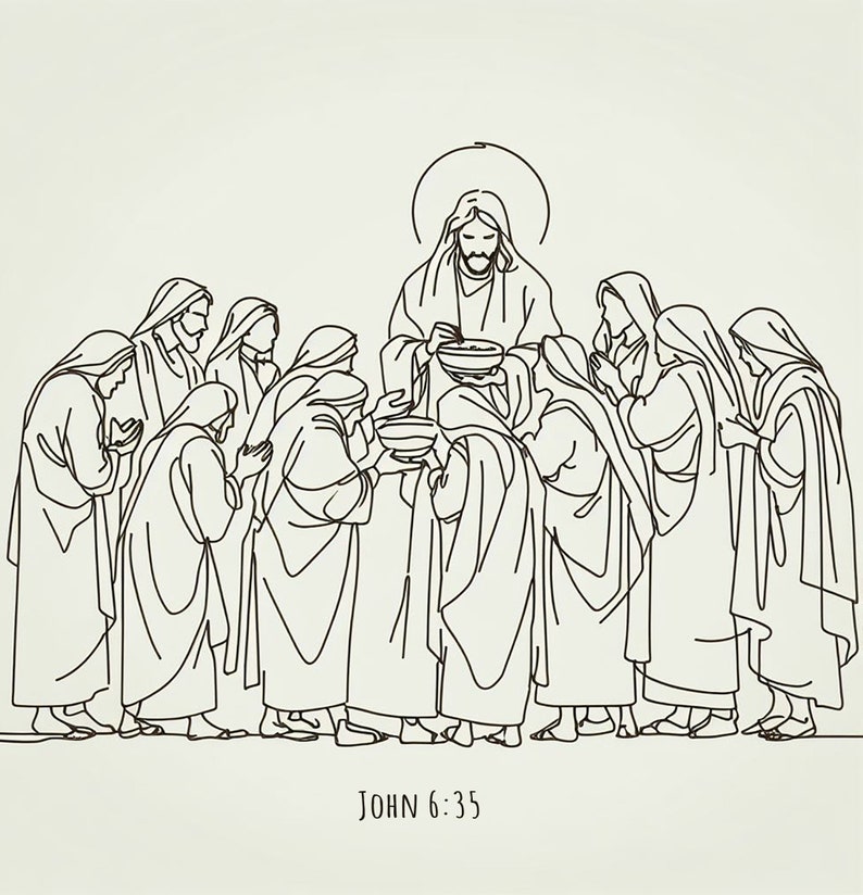 I Am the Bread of Life - John 6:35 - Hand-drawn Christian Art - Christ ...