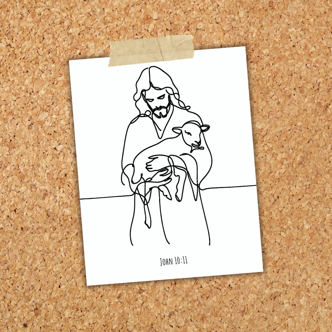 The Good Shepherd - John 10:11 - Hand-drawn Christian Art - Jesus ...