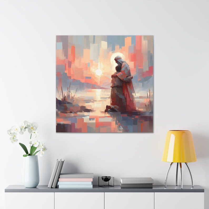 Home at Last: the Prodigal Son Modern Christian Art Print Canvas Wall Art Minimalist Impasto - Etsy