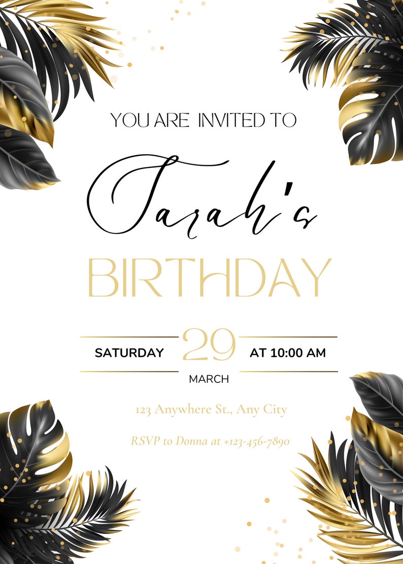 Birthday Party Invitation Card, Printable Birthday Invite Card DIY ...