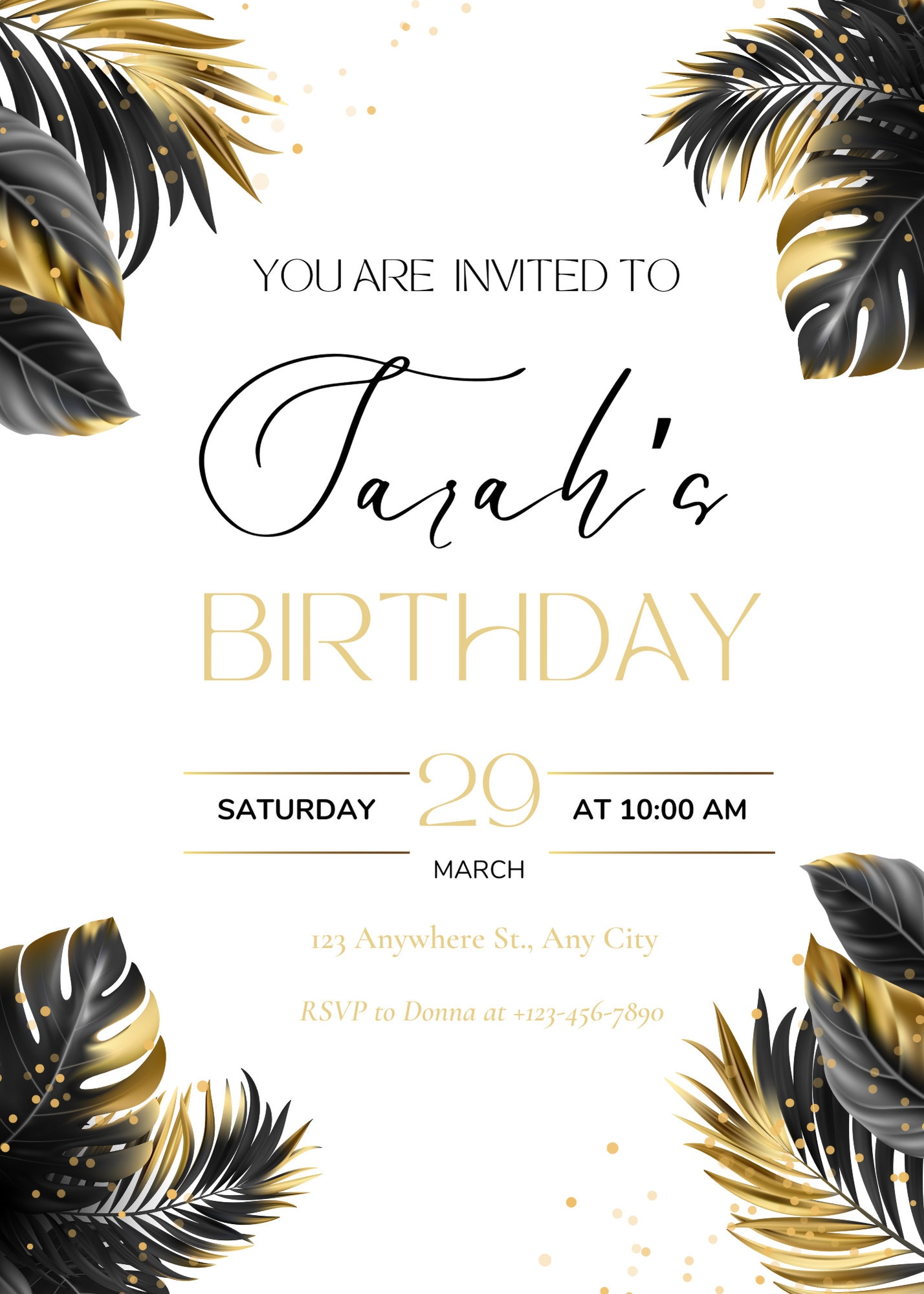 Birthday Party Invitation Card, Printable Birthday Invite Card DIY ...