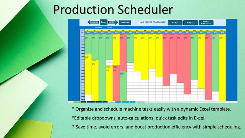 Production Scheduler | Excel Template for Machine Scheduling | Task ...