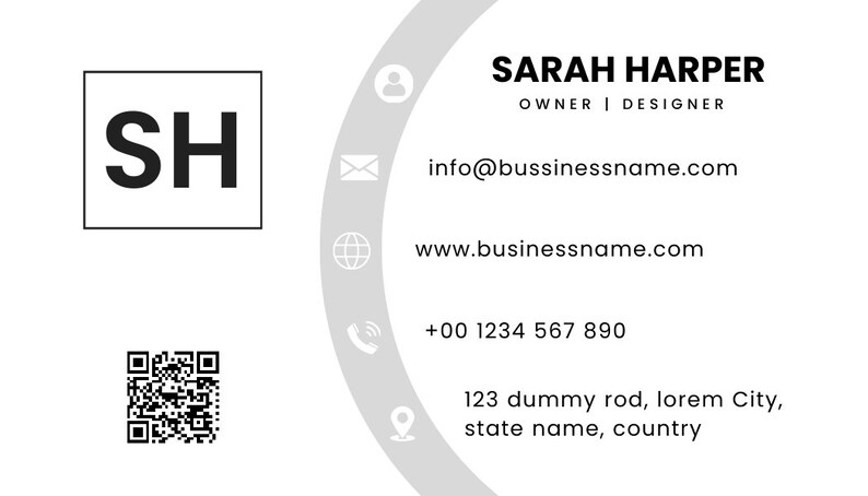 QR Code Business Card With Logo, Canva Template QR Code Card, Calling ...