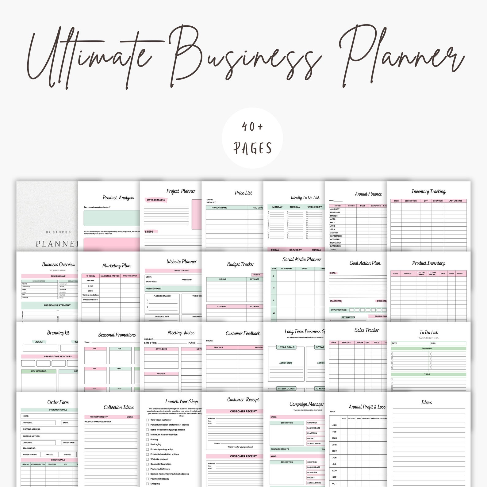 Business Planner, Business Bundle, Planner Bundle, Business Organizer ...