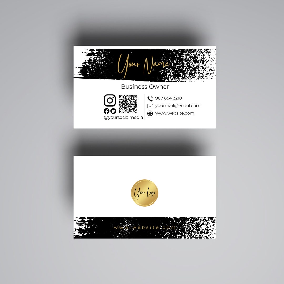 QR Code Business Card With Logo, Canva Template QR Code Card, Calling ...