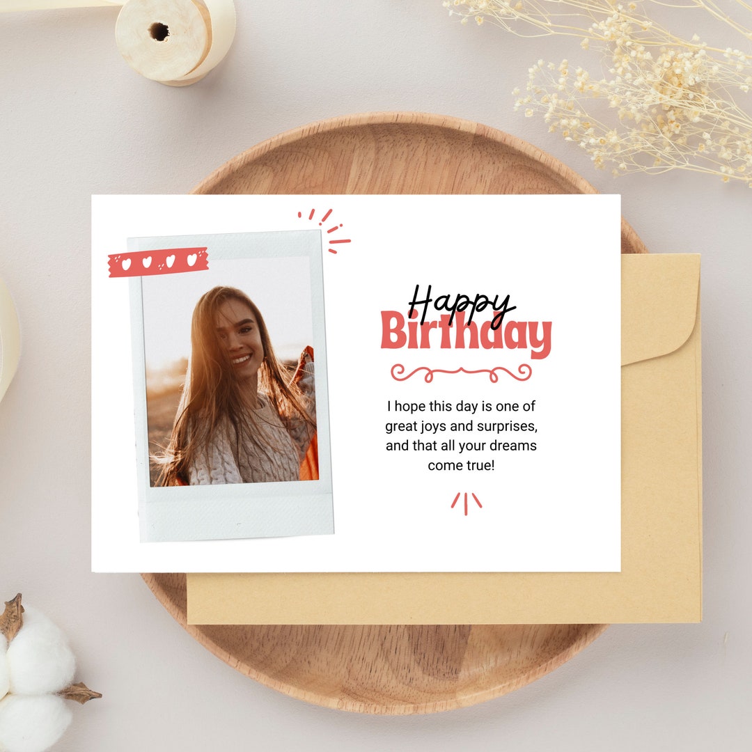 Happy Birthday Card, Printable Birthday Day Card DIY Editable Canva ...