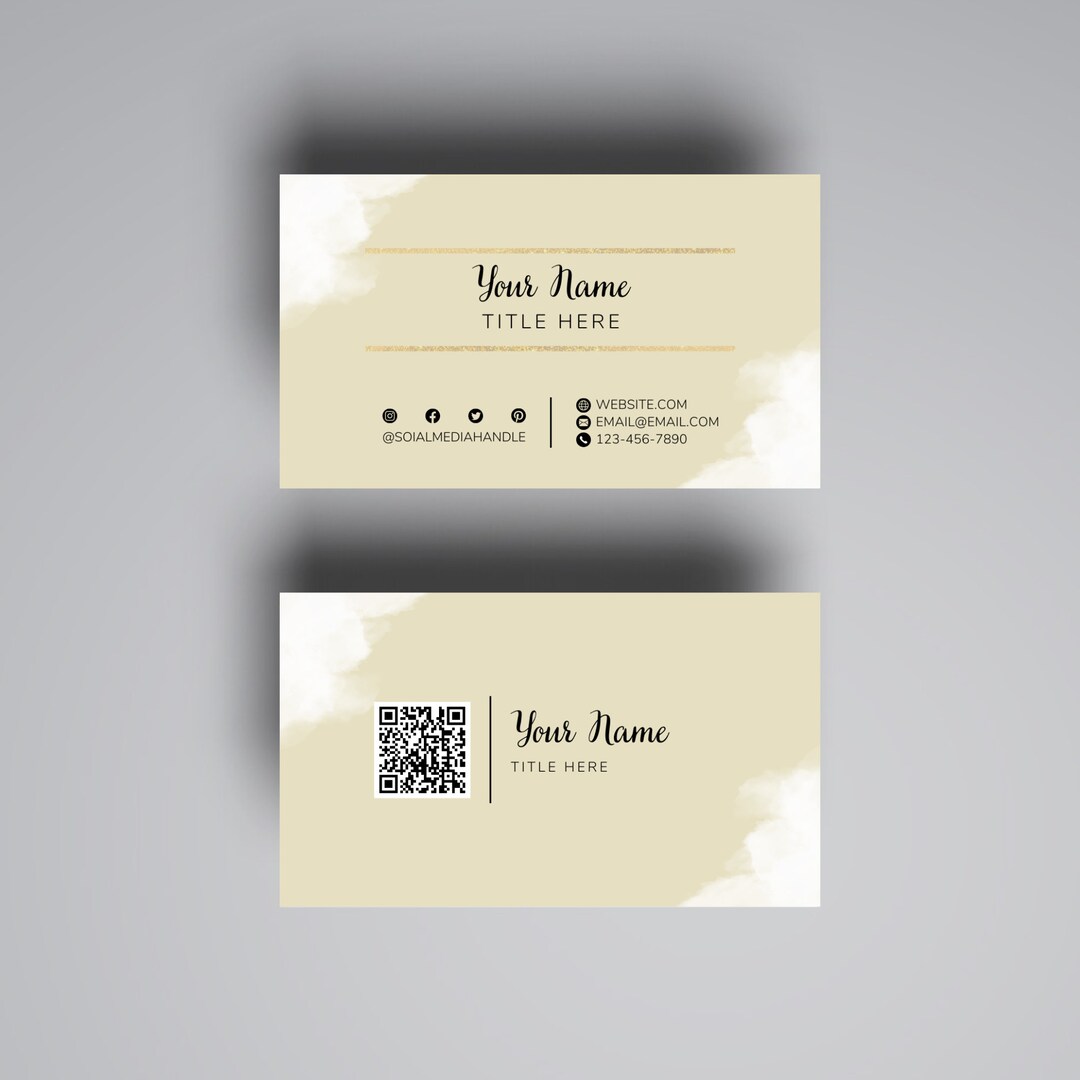 Editable QR Code Business Card, Canva Template QR Code Card, Diy ...