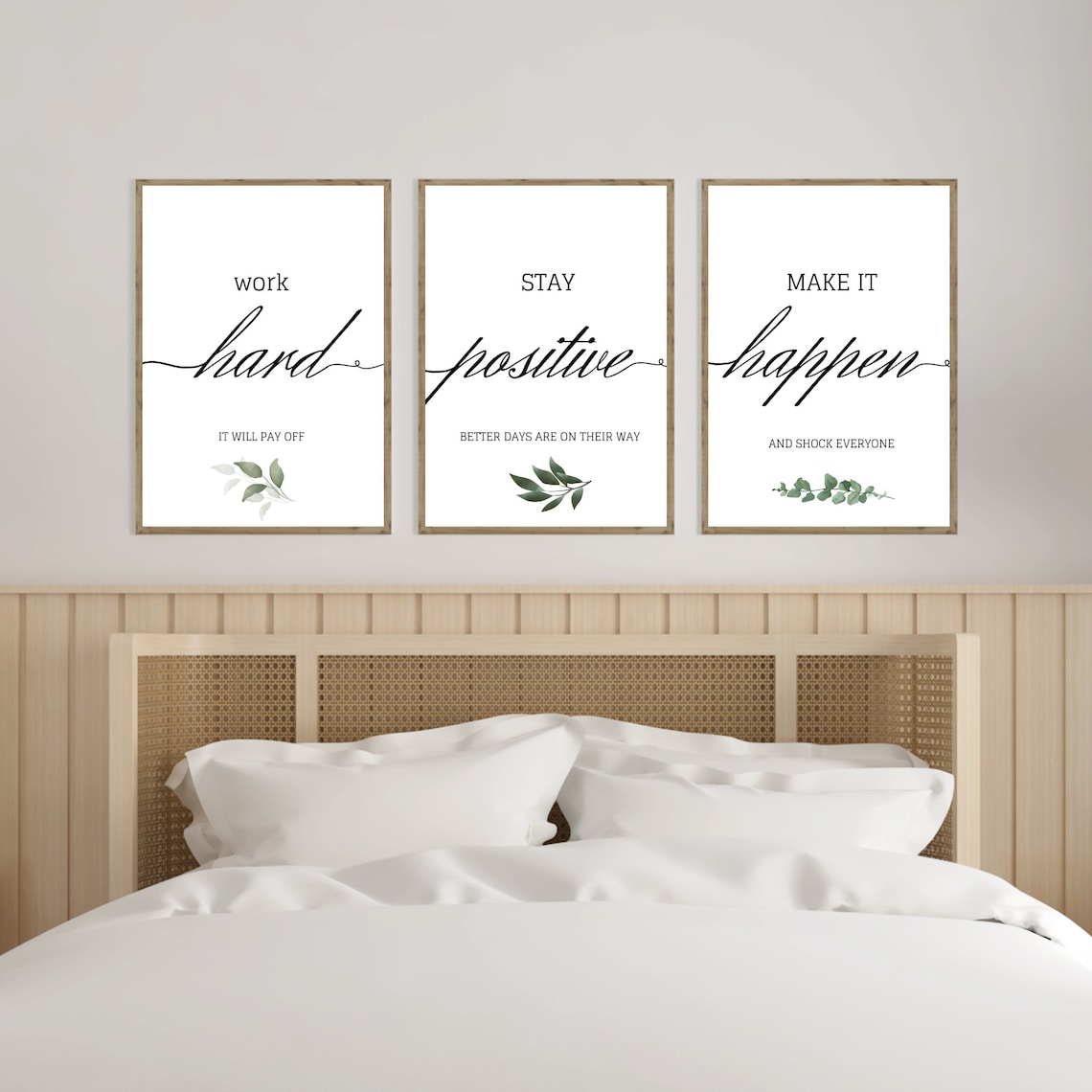 Set of 3 Motivational Wall Prints, Morning Inspirational Wall Art, Work ...