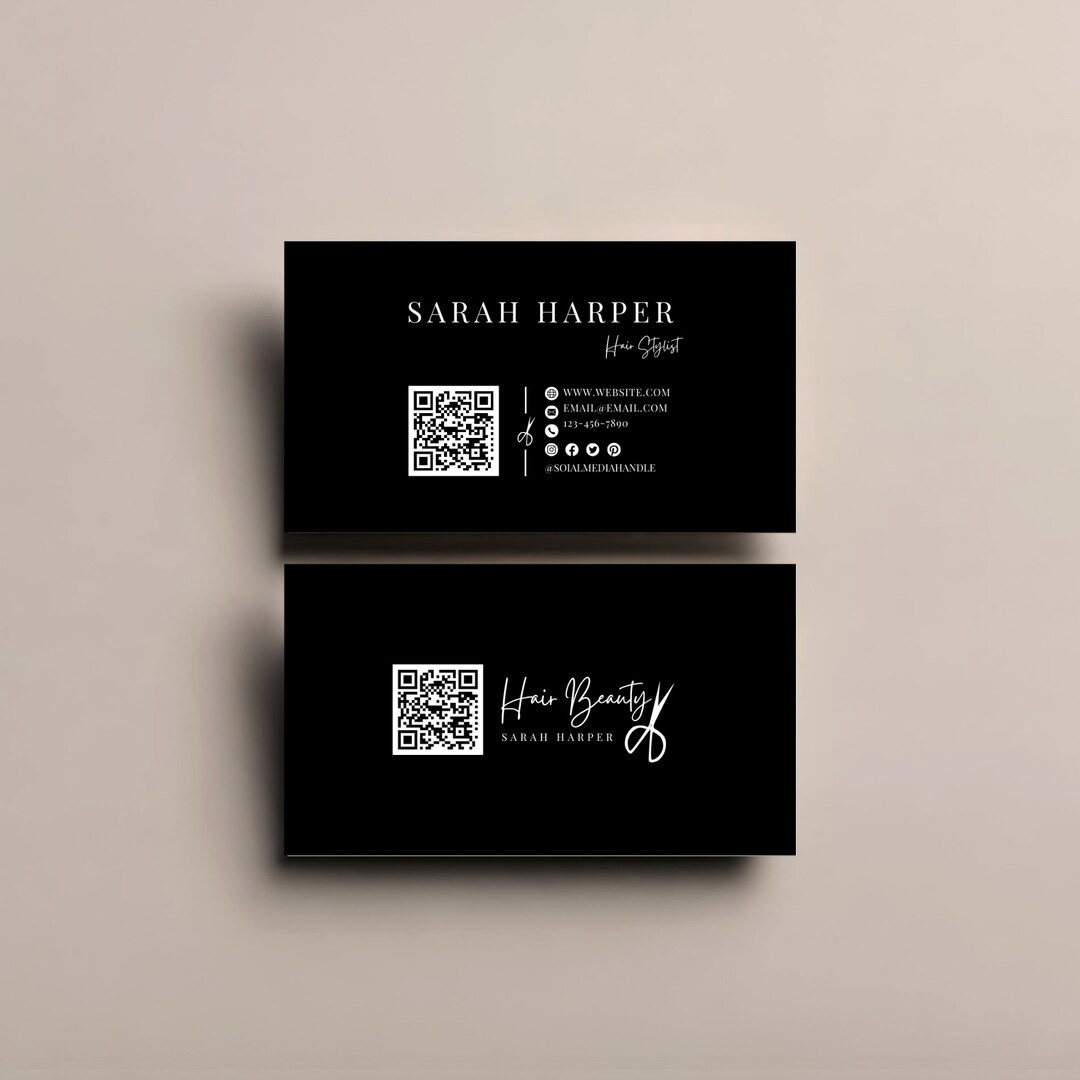 QR Code Business Card With Logo, Canva Template QR Code Card, Calling ...