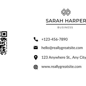 QR Code Business Card With Logo, Canva Template QR Code Card, Calling ...