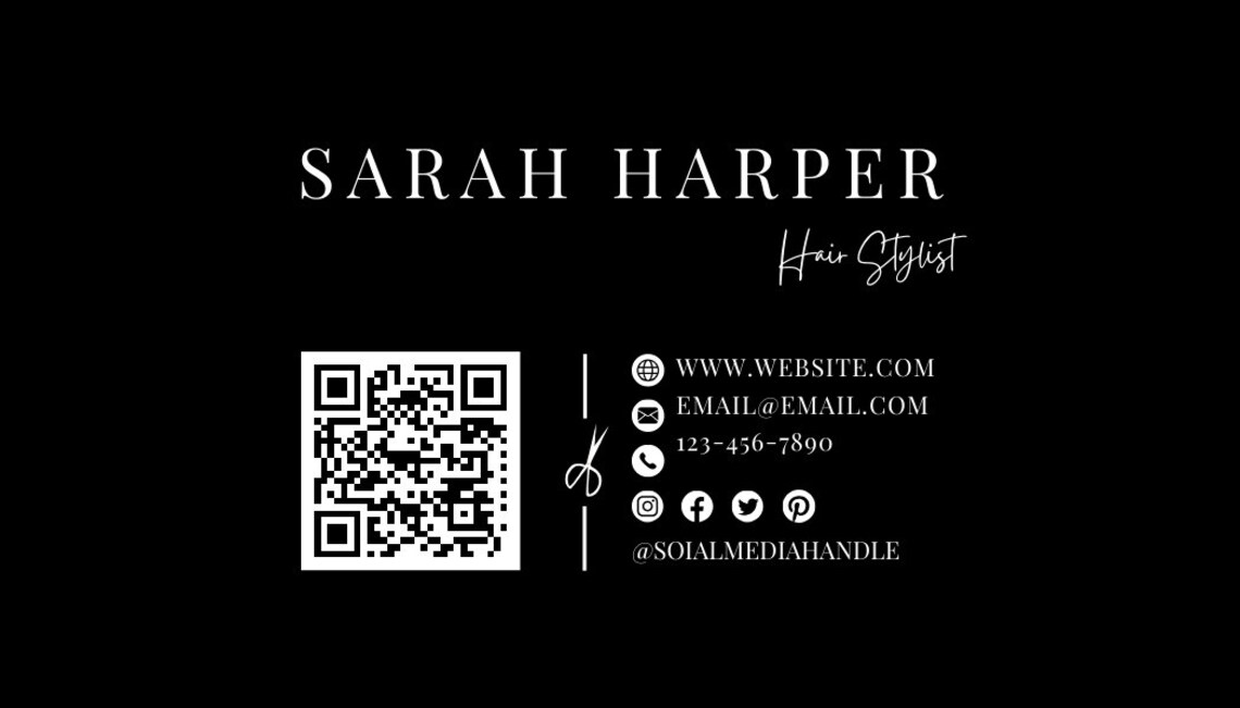 QR Code Business Card With Logo, Canva Template QR Code Card, Calling ...