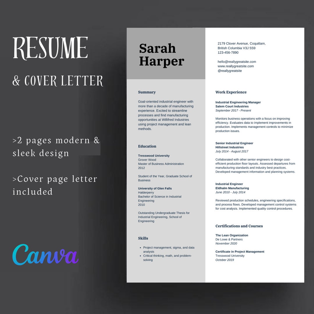 Editable Resume Template, Canva Diy Template, Cover Letter, Curriculum ...