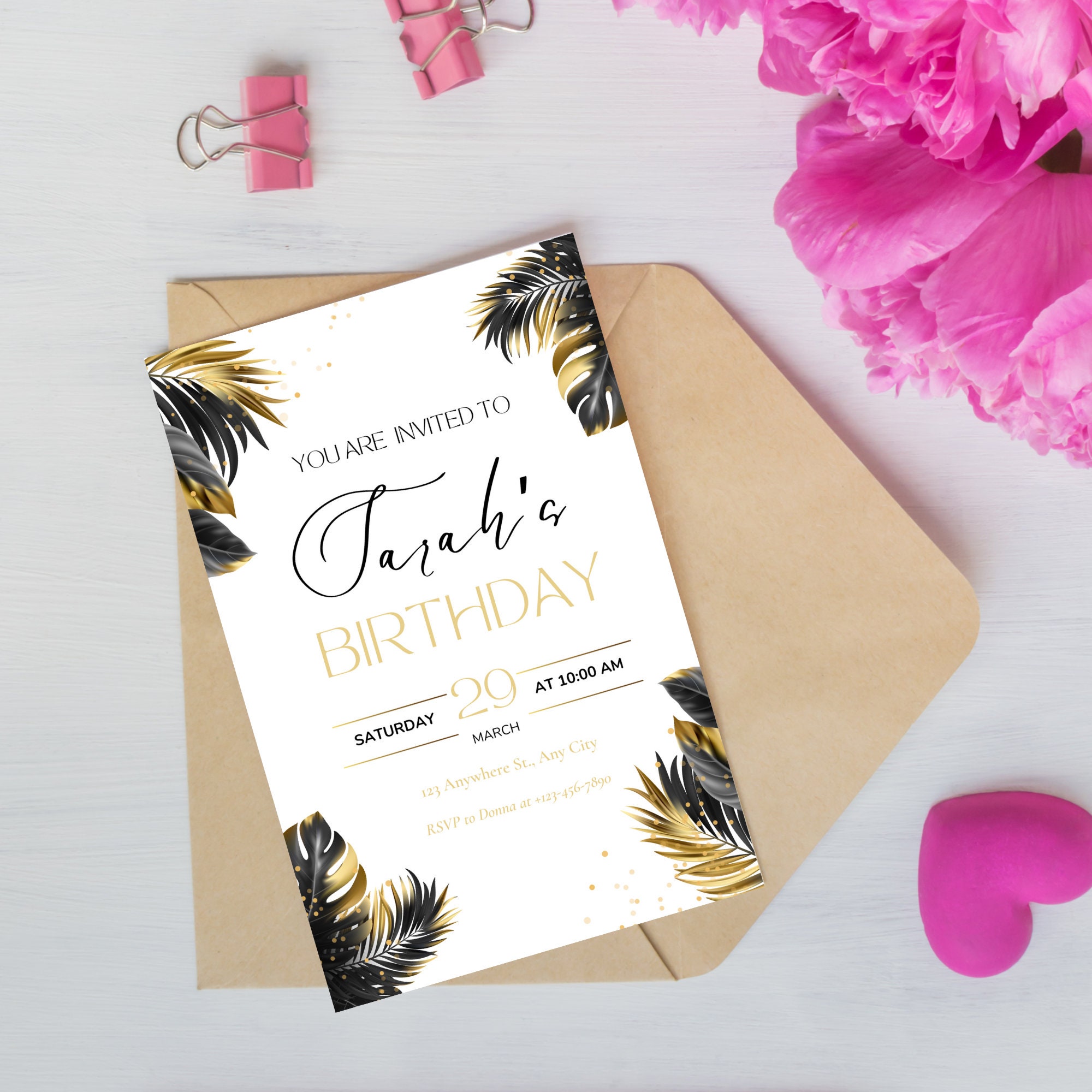 Birthday Party Invitation Card, Printable Birthday Invite Card DIY ...