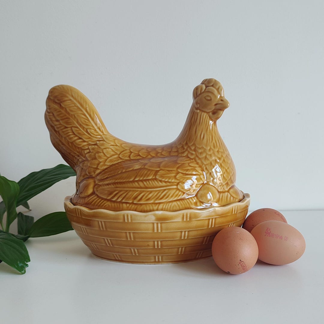 Vintage Ceramic Chicken Egg Holder Storage by Sadler Pottery Hen on ...