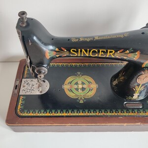 Antique SINGER 66K Model Sewing Machine Lotus Pattern Manual Hand-crank ...