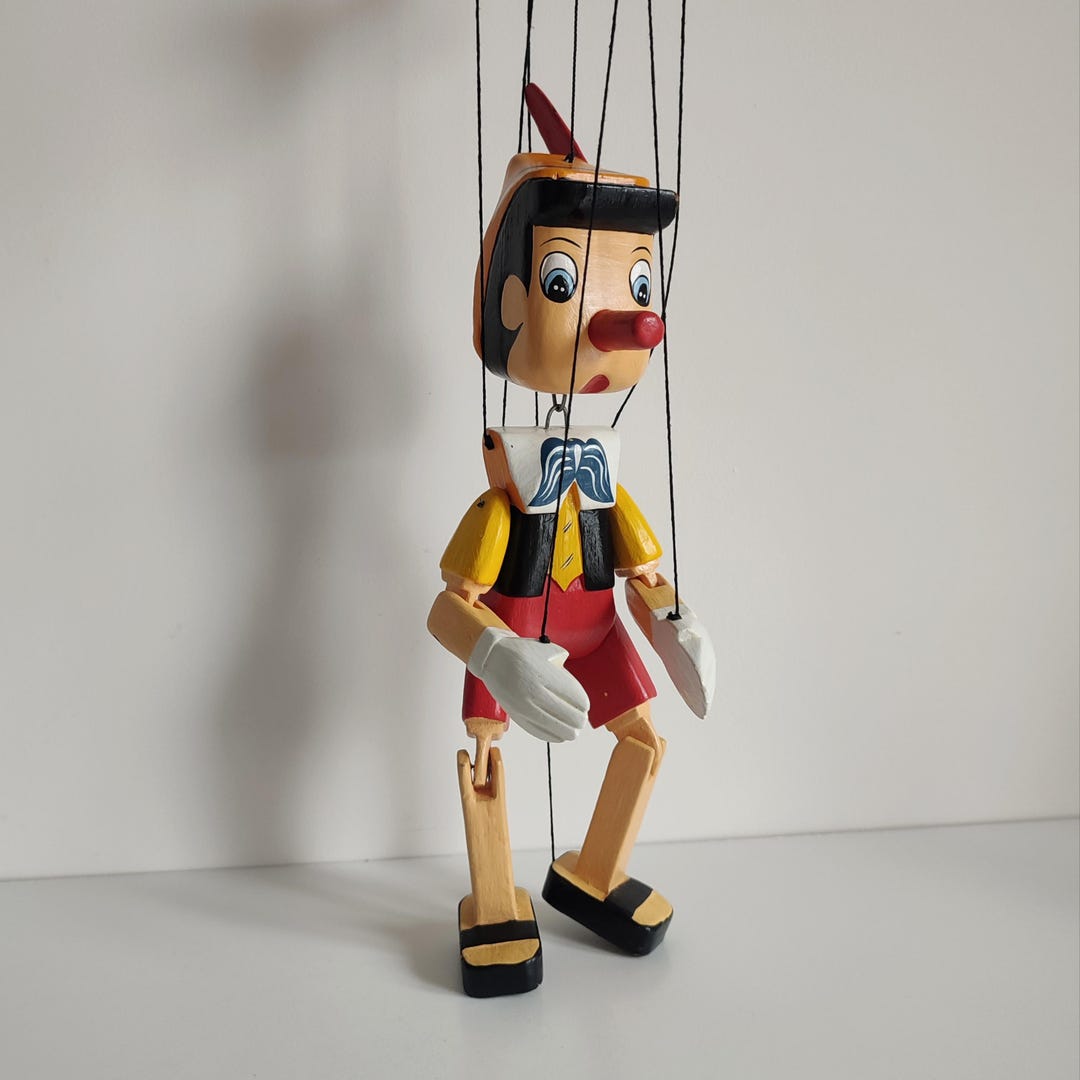 Vintage Wooden Pinocchio Marionette Hand Painted Puppet Pinocchio ...