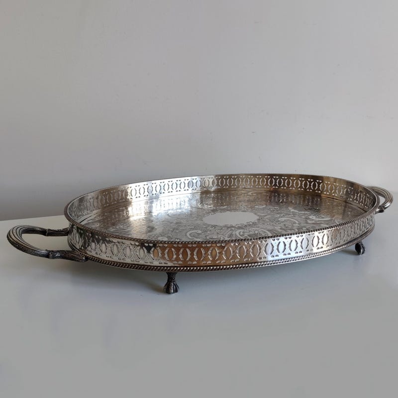 Silver Antique Large Tray - Etsy UK