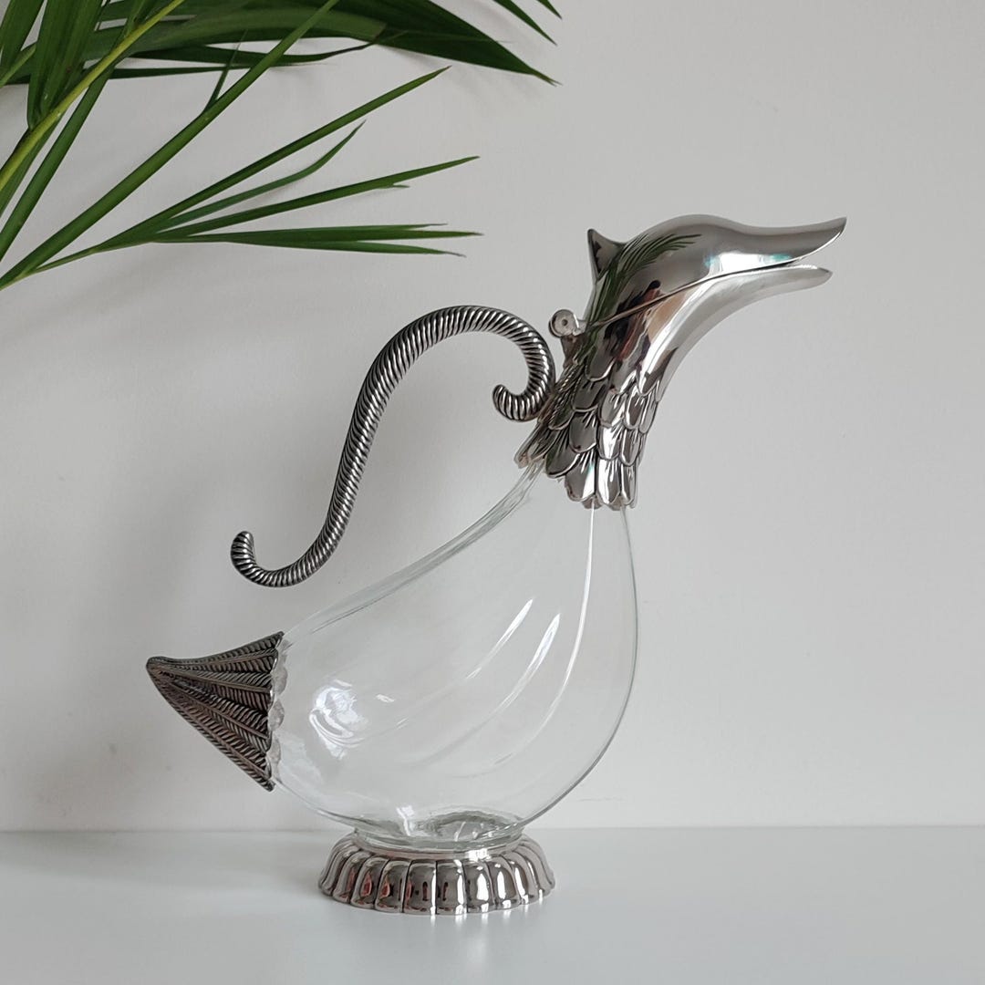 Vintage Duck Decanter by Silea Glass and Silver Plated Duck Shaped ...