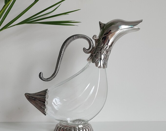 Vintage Duck Decanter by Silea Glass and Silver Plated Duck Shaped ...