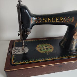 Antique SINGER 66K Model Sewing Machine Lotus Pattern Manual Hand-crank ...