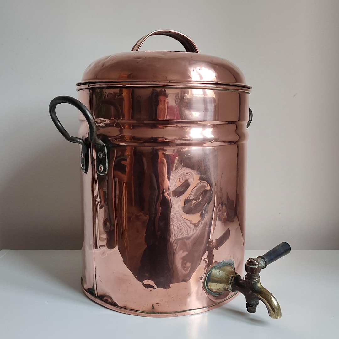 Antique Large Copper Water Dispenser With Brass Handles and Spigot ...