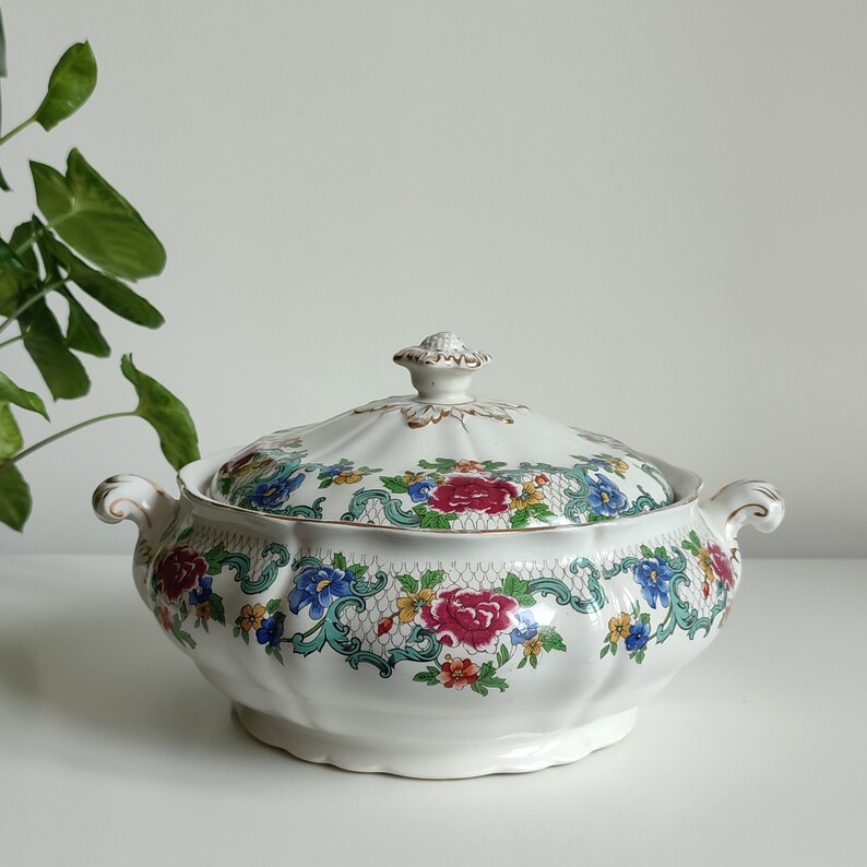 Vintage Booths Serving Lidded Tureen Floradora Pattern A8042 Serving Dish - Etsy