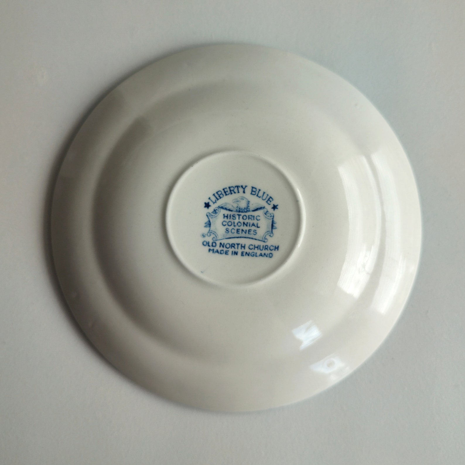 Set of 4 Liberty Blue Historic Colonial Scenes Old North Church Saucers ...