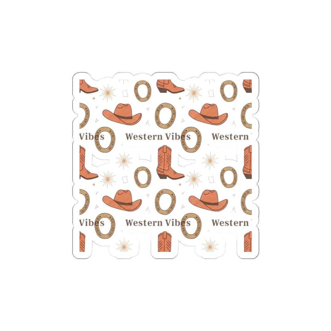 Western Iconography Pattern Kiss-cut Stickers | Bandana Style Cowboy ...