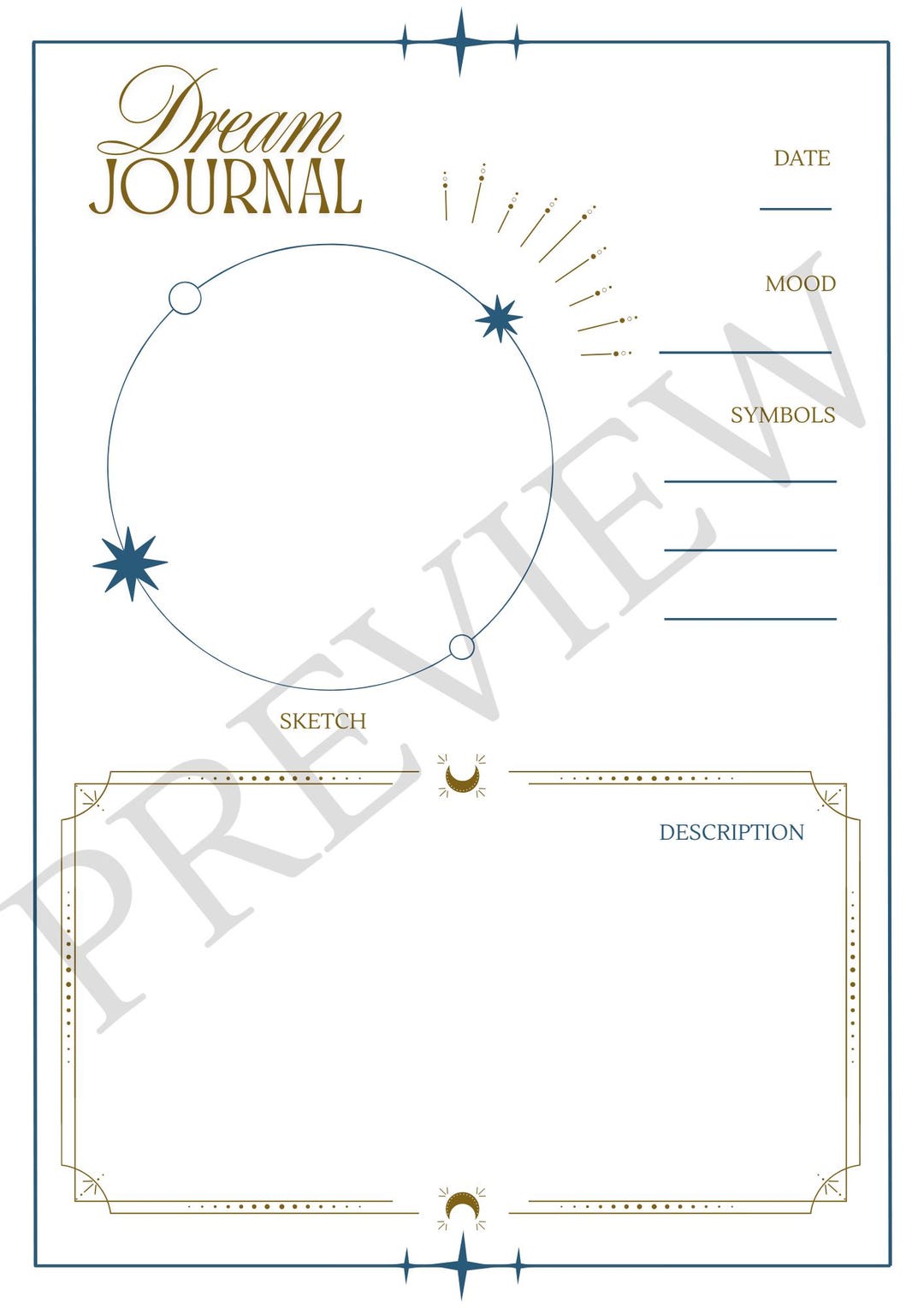 Dream Journal Printable Template - Etsy