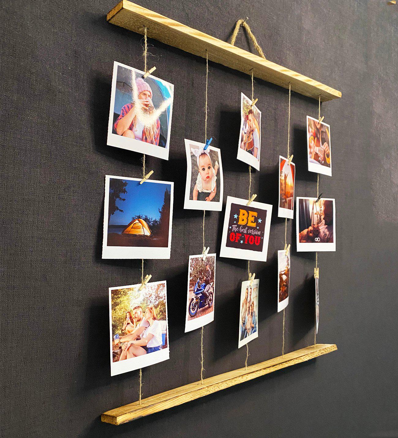 Personalized Wooden Photo Hanger 12 Photo With Led Light ,picture ...