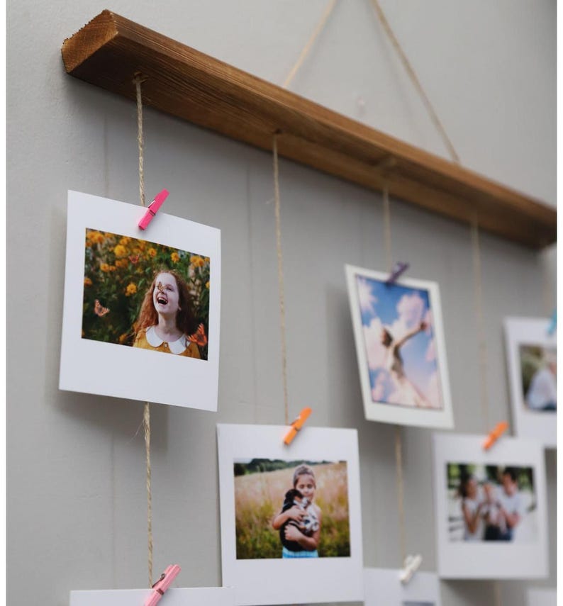 Personalized Wooden Photo Hanger 12 Photo | Led Light | Memo Board ...