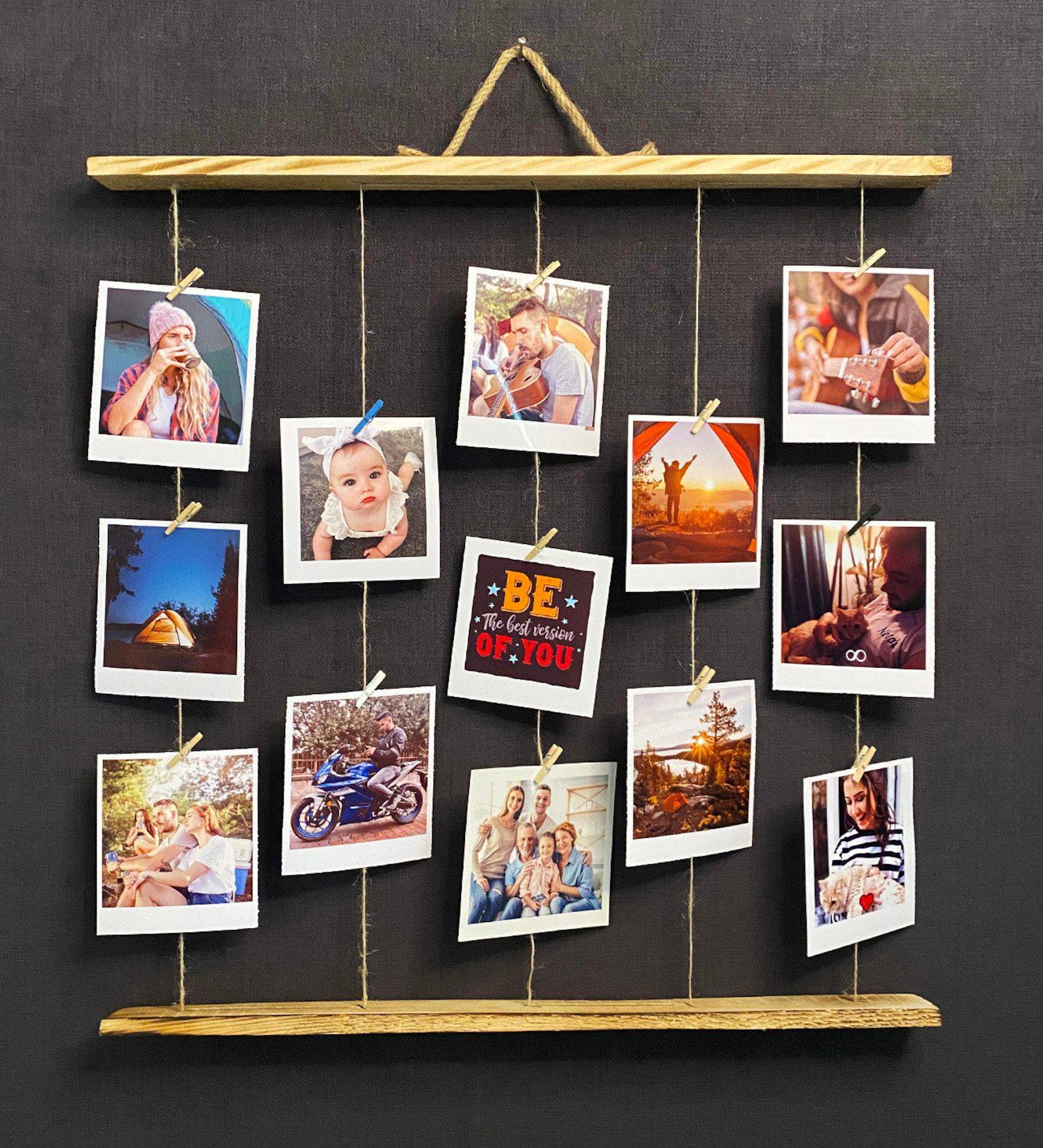 Personalized Wooden Photo Hanger 12 Photo With Led Light ,picture ...