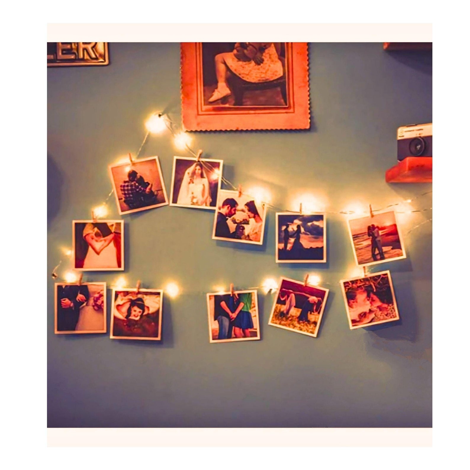 Custom Photo Hanger 12 Photo With 3 Mt Led Light, Picture Holder, Wall ...