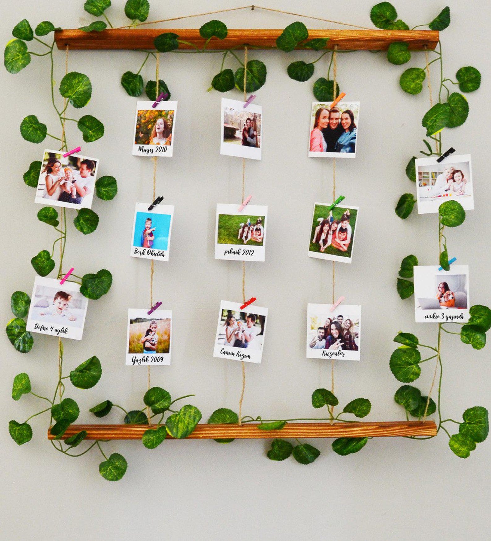 Personalized Wooden Photo Hanger 12 Photo With Led Light ,picture ...