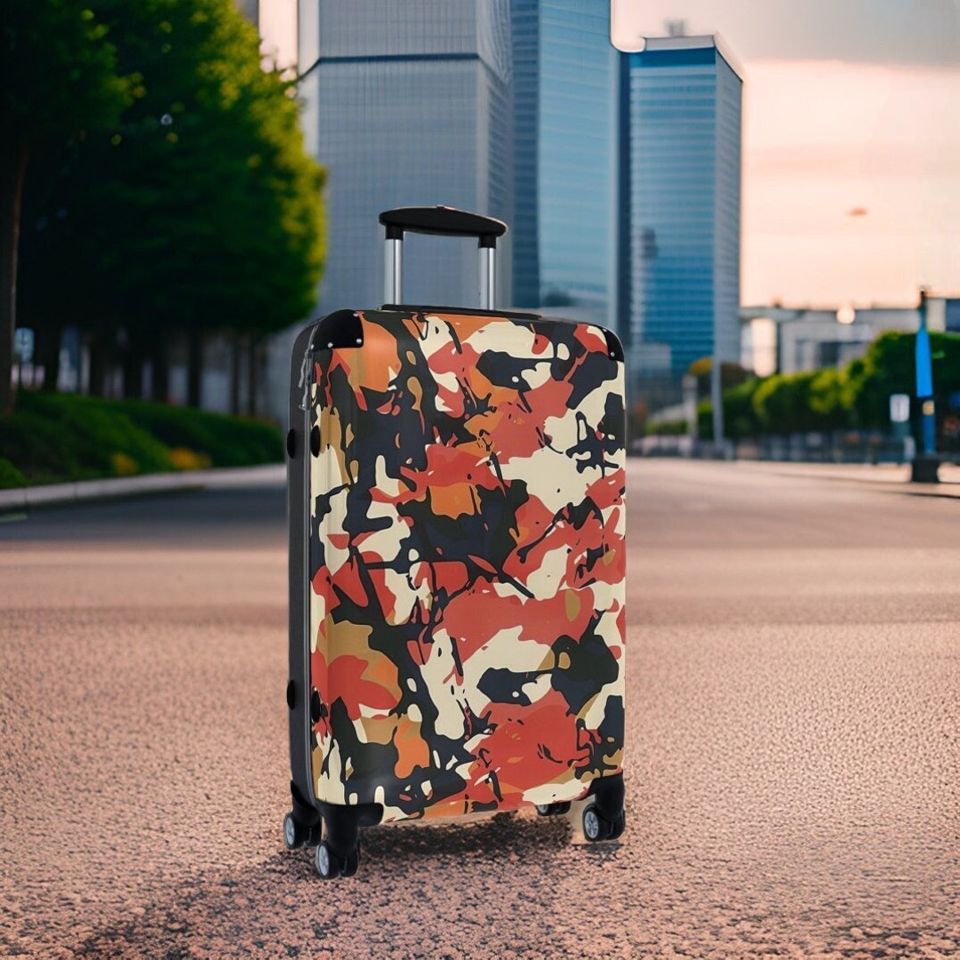 Red Paint Splatter Camo Suitcase Men's Suitcase, Custom Luggage, Travel ...