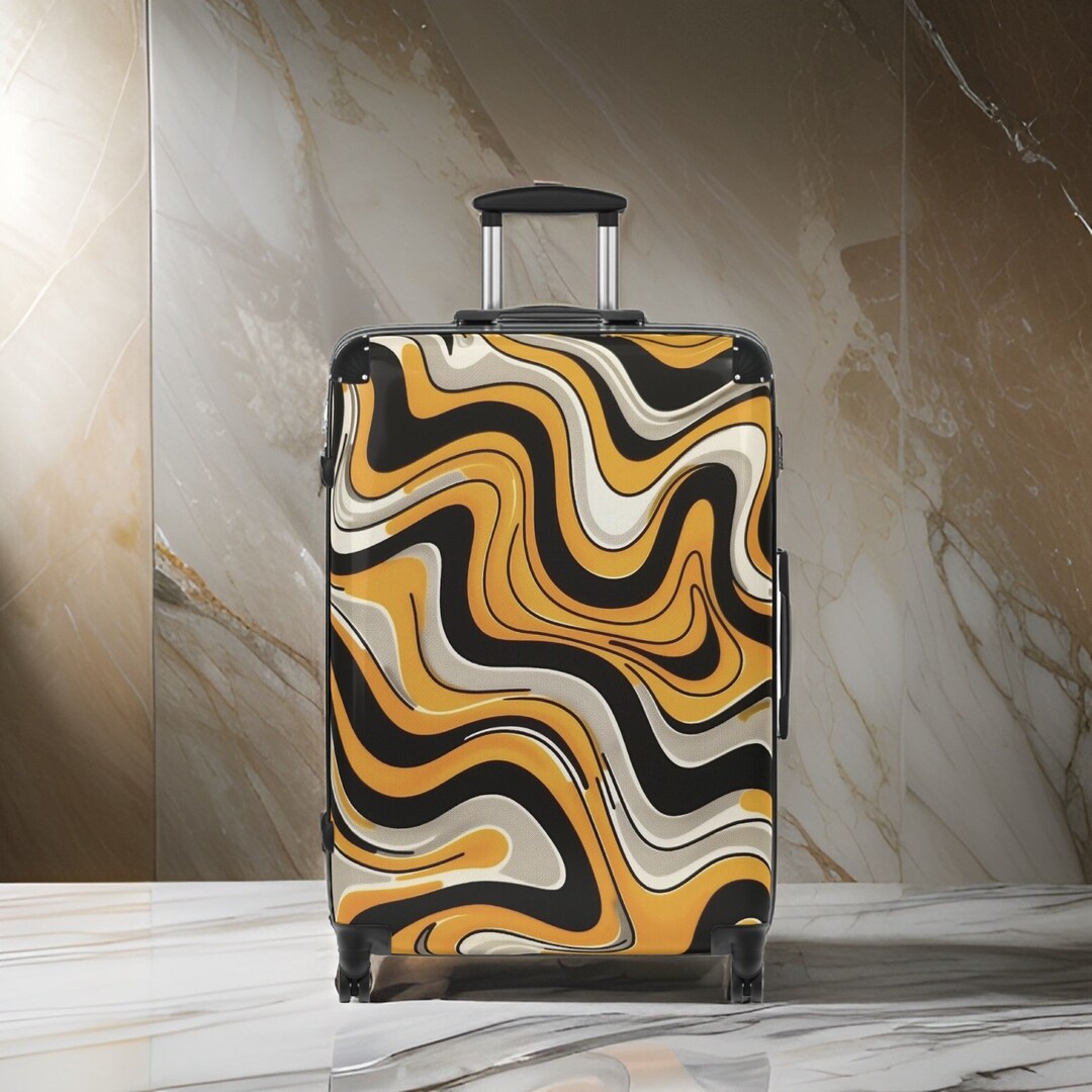 Black & Yellow Hippy Suitcase 70's Style Suitcase, Luggage, Custom Suit ...