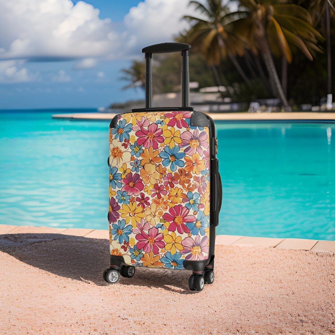 Floral Hippy Suitcase Retro Luggage, Flower Suitcase, Hard Shell Suit ...