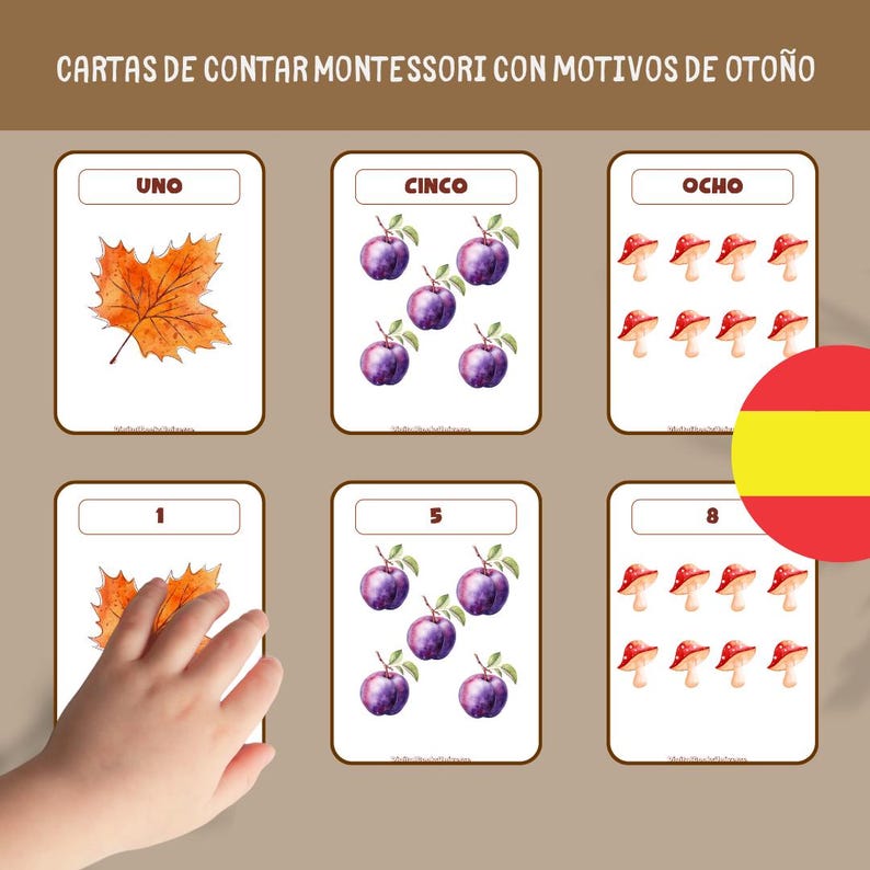 Tarjetas De Números De Otoño Imprimibles Montessori, Estudio Temático ...