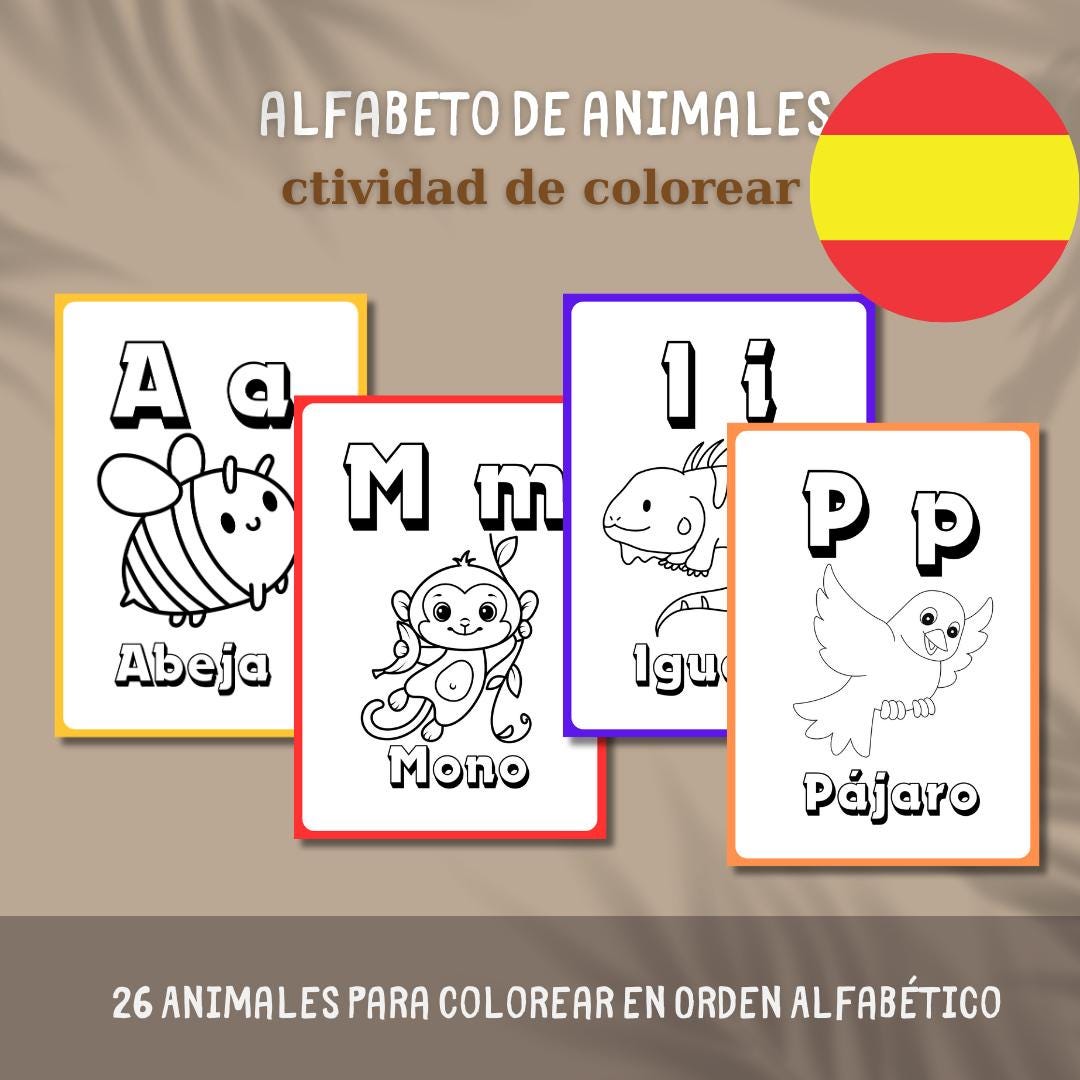 Libro Para Colorear Del Abecedario De Animales Para Niños PDF ...