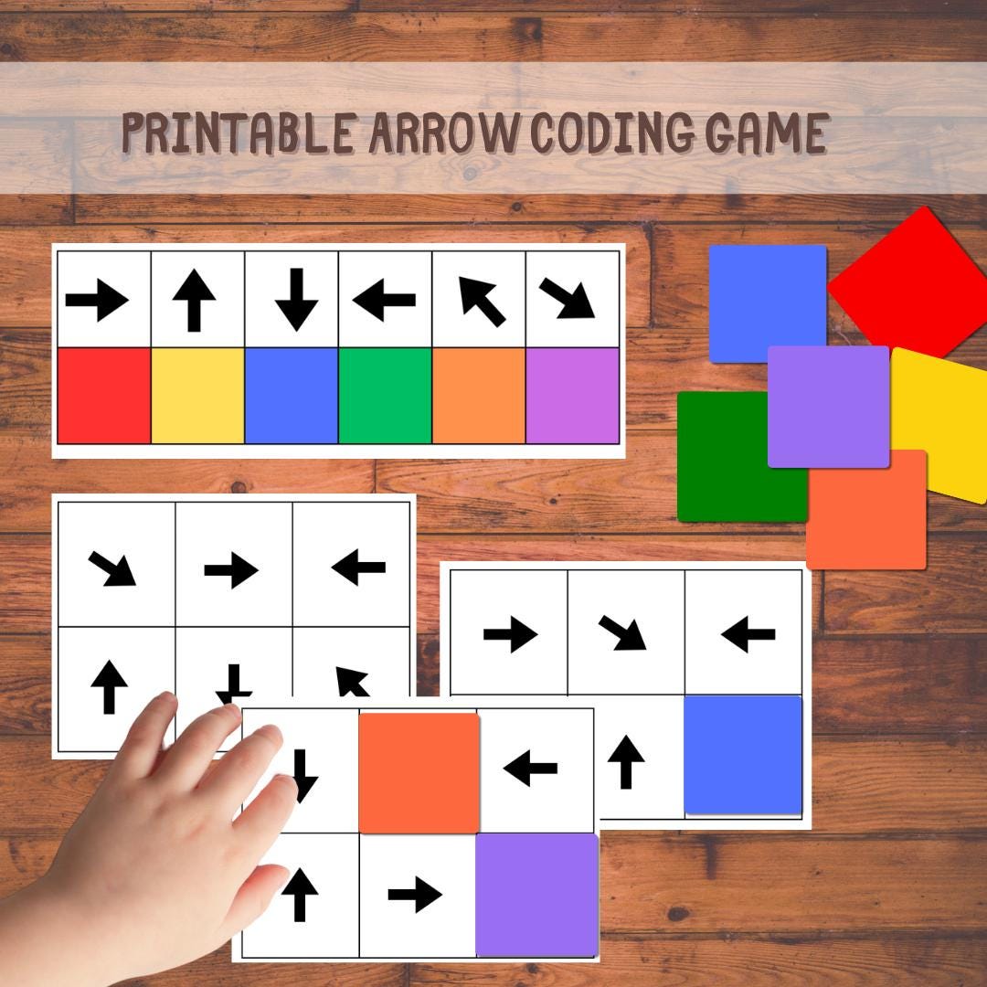 Fun Arrow Coding Game for Color Learning – Printable Activity,stem ...