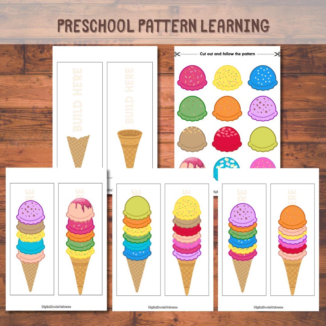 Ice Cream Builder Activity - Fine Motor Skills - Preschool Pattern ...