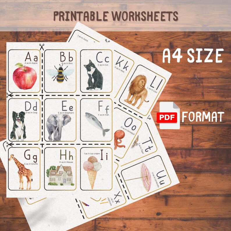 26 ABC Flash Cards, Educational Cards, A-Z Cards, Learn Abcs, Alphabet ...