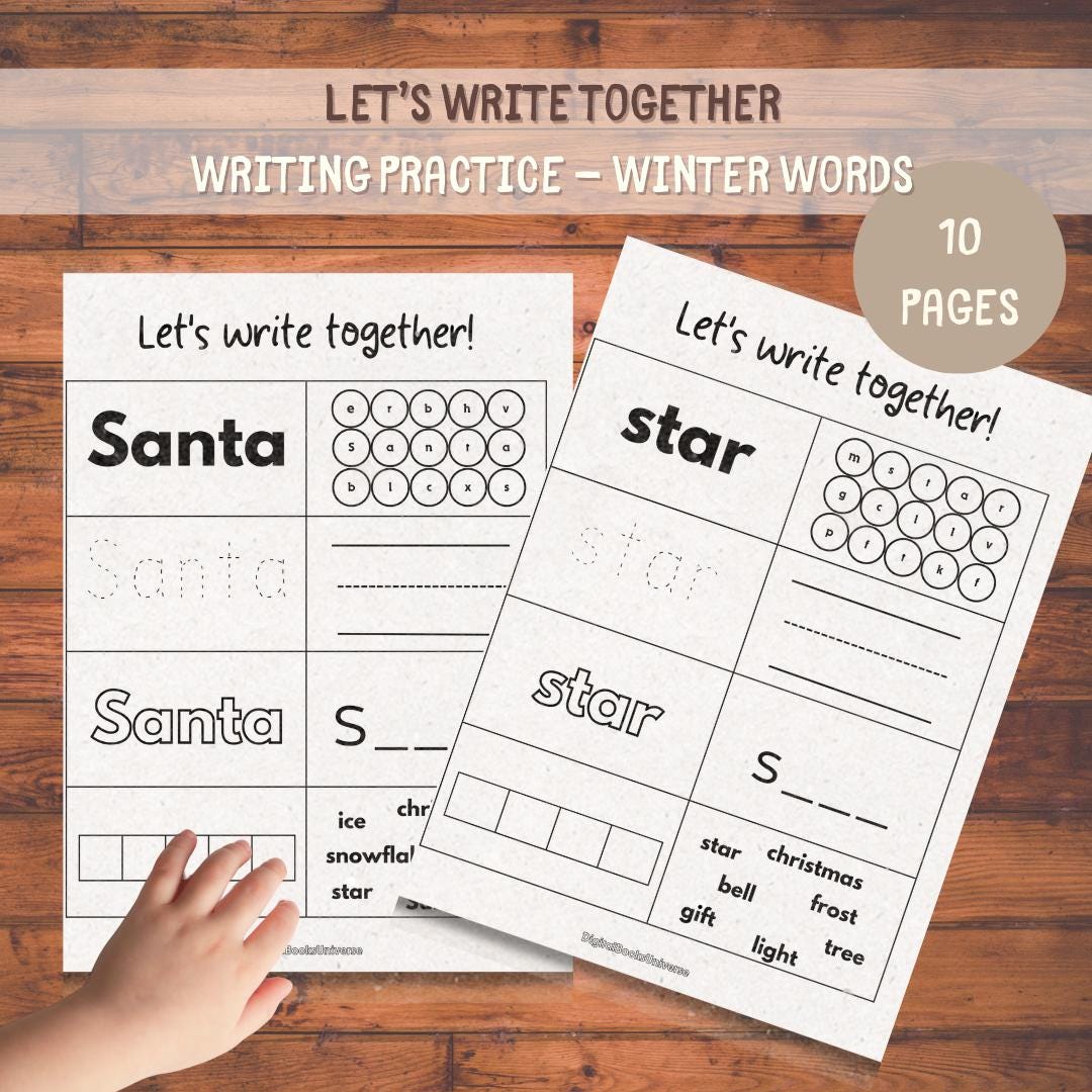 Winter Writing Practice Worksheets for Kids 10 Fun Tracing and Spelling ...