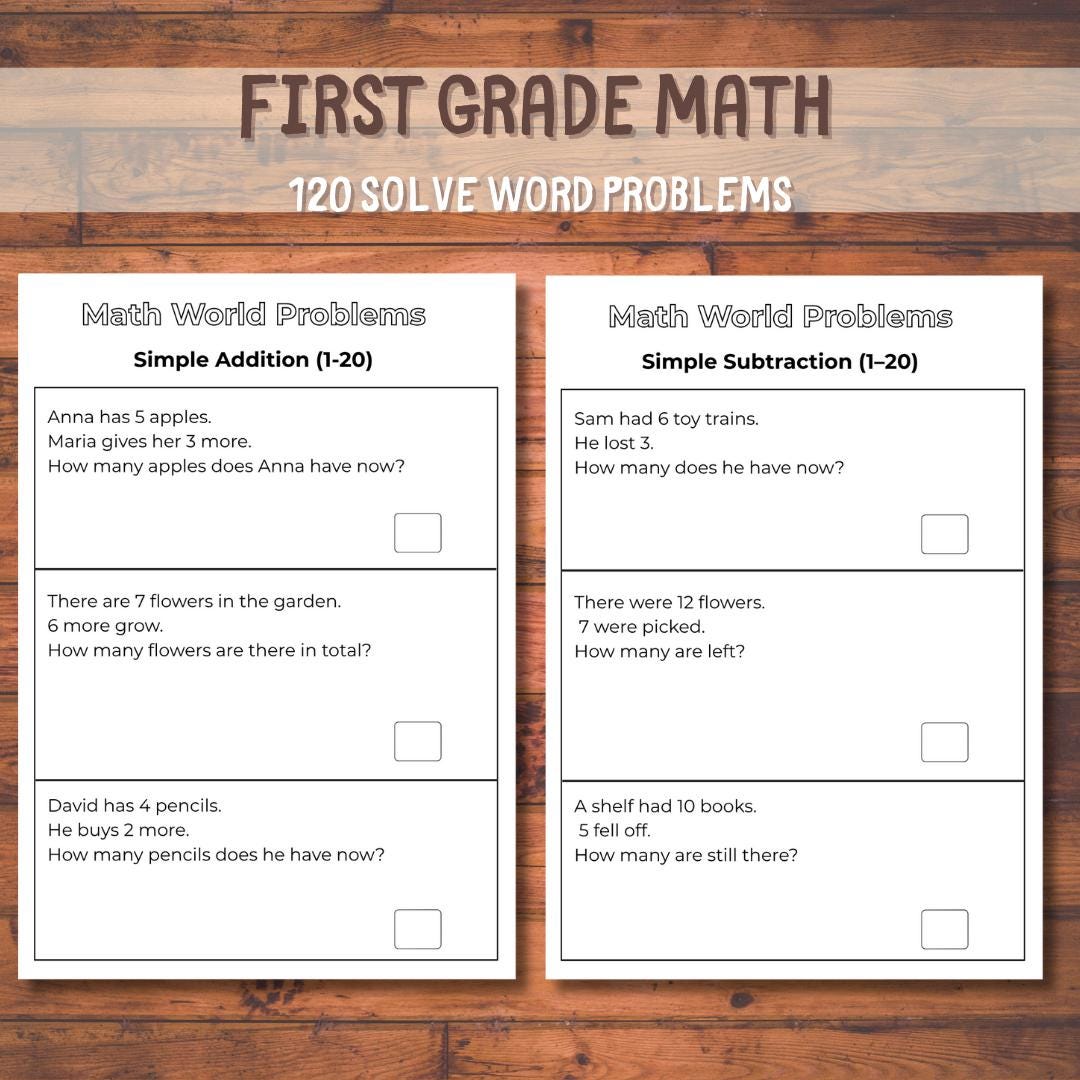 1st Grade Math Worksheets Printable Word Problems, Addition ...