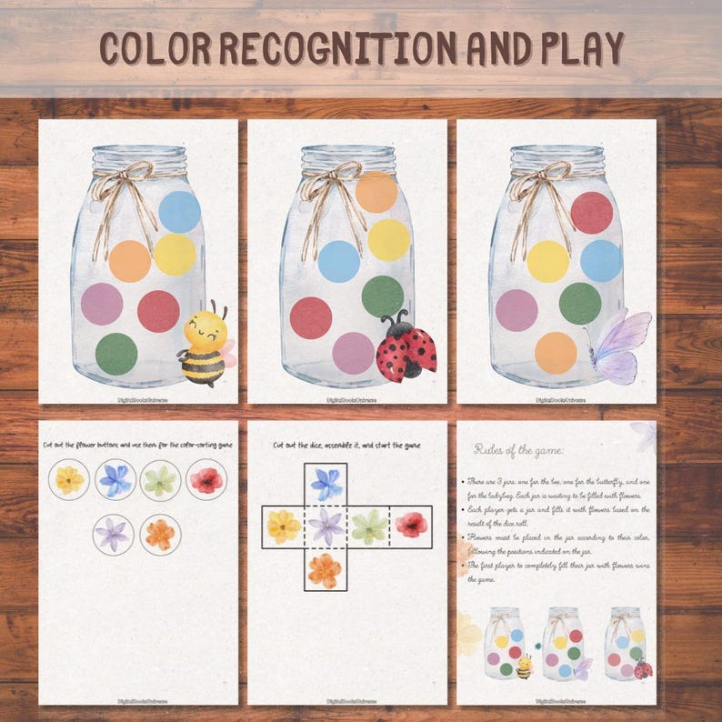 Montessori Color Sorting Game for Kids – Flower Jars, Educational Toy ...