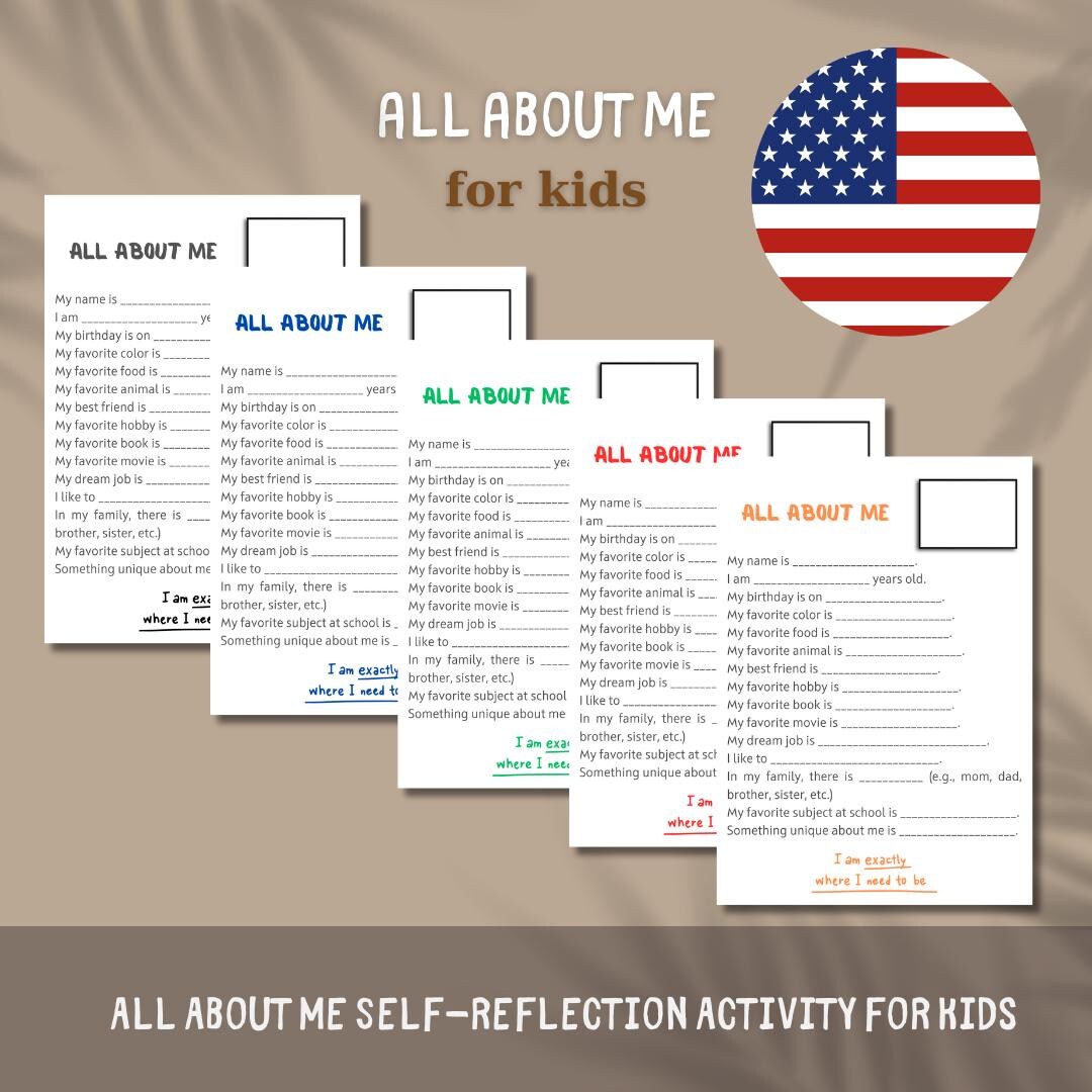 All About Me Self-reflection Activity for Kids Printable PDF for ...