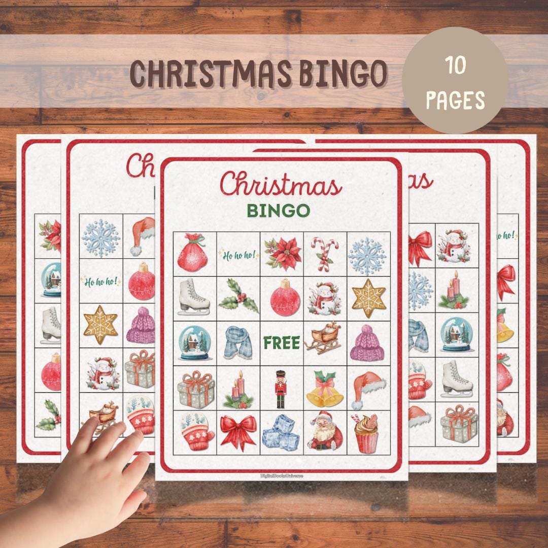Christmas Bingo Game Cards Fun Holiday Activity for Families, Kids and ...